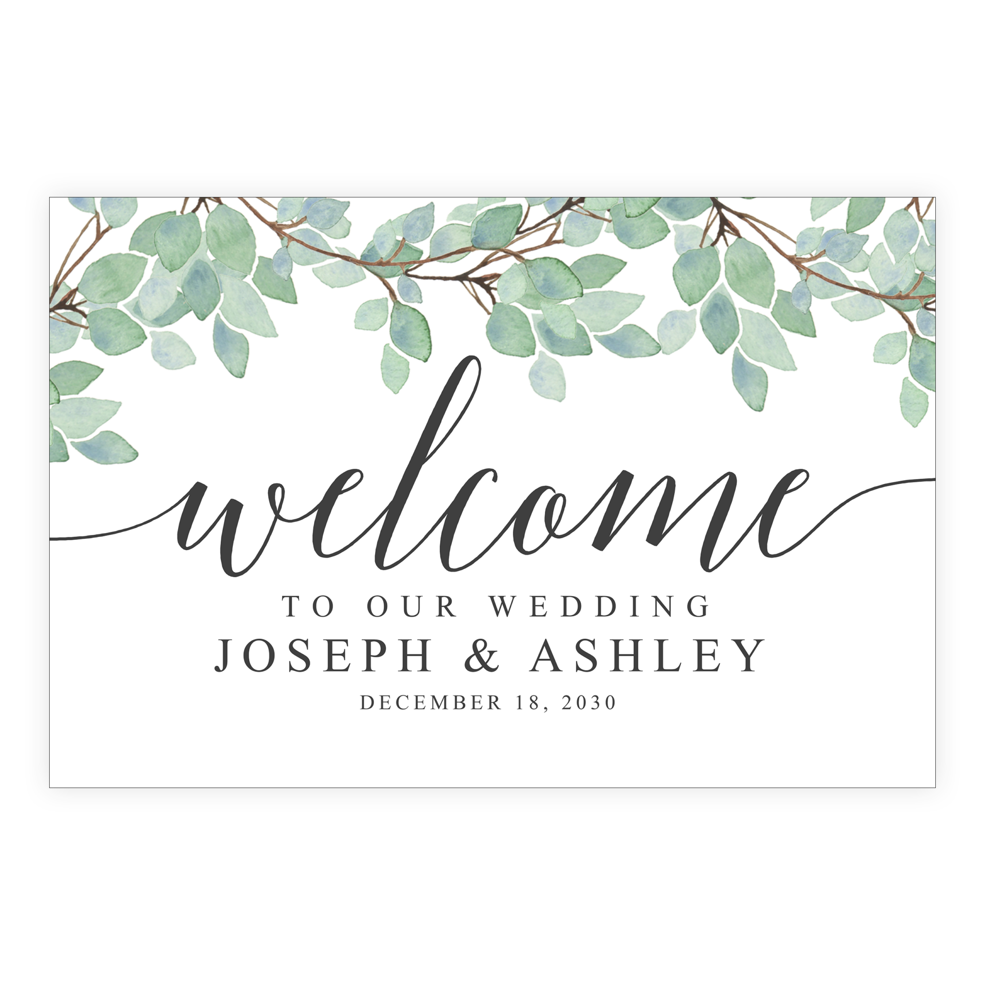 Greenery Simple Eucalyptus Welcome Sign Rental • VintageBash